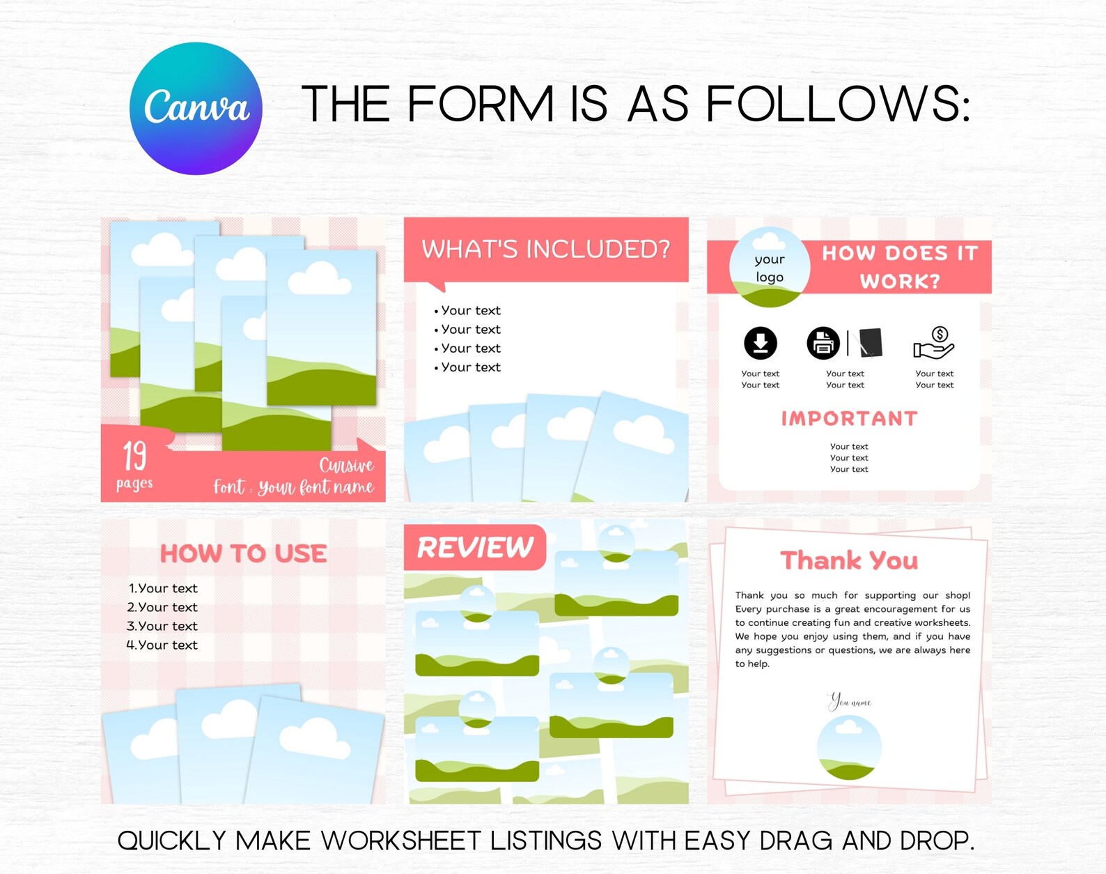 Worksheet Template Canva, Worksheet Mockup, Worksheet Template, Etsy ...