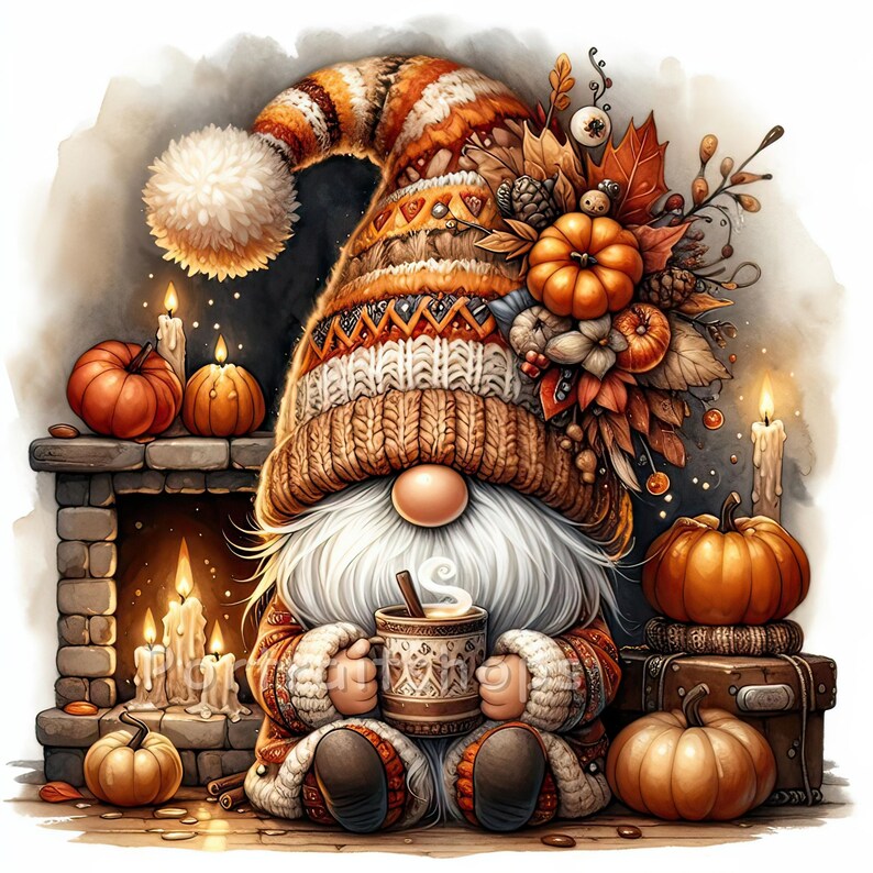 Fall Watercolor Gnome Clipart: Harvest Thanksgiving Set (JPG) - Etsy