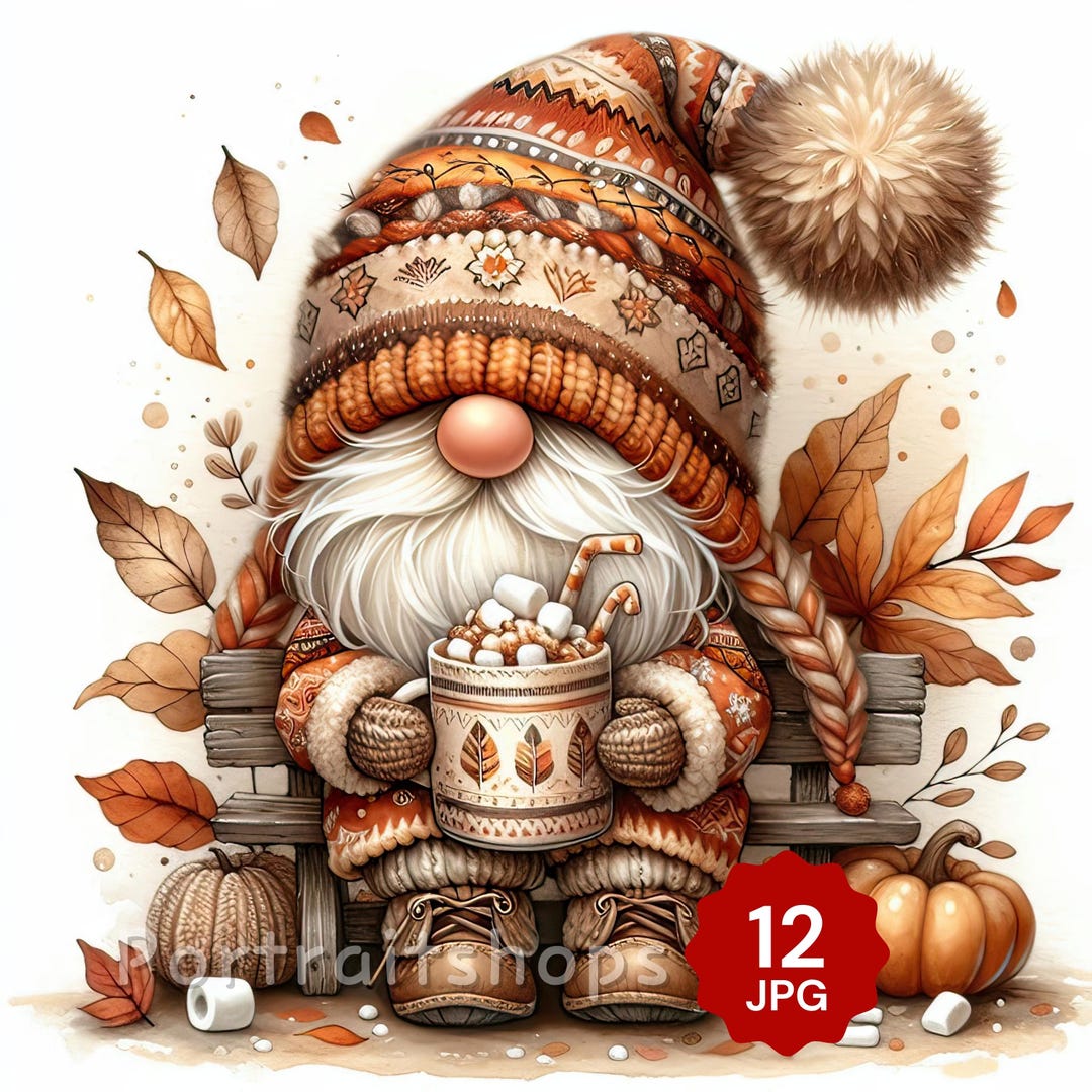 Fall Watercolor Gnome Clipart: Harvest Thanksgiving Set (JPG) - Etsy