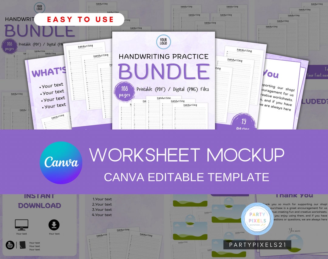 Worksheet Mockup, Worksheet Template Canva, Worksheet Template, Etsy ...