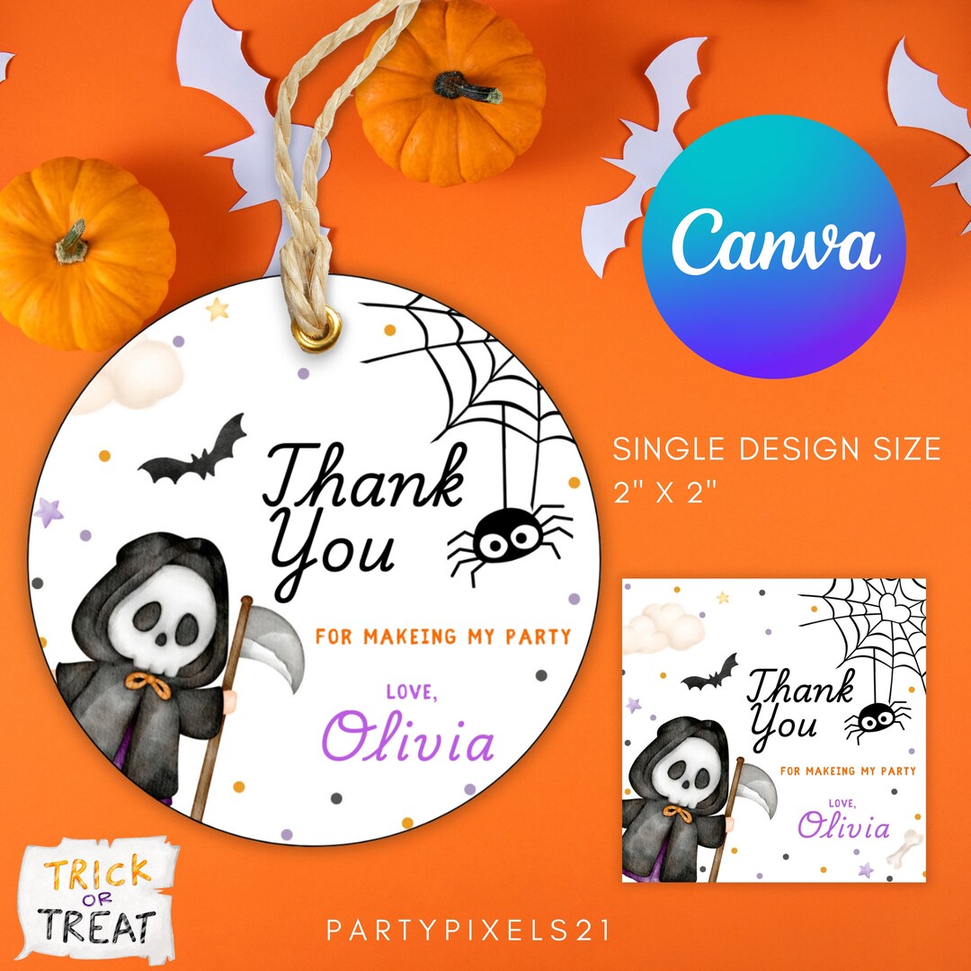 EDITABLE Halloween Gift Tag, Halloween Favor Tag, Halloween Treat Tags ...