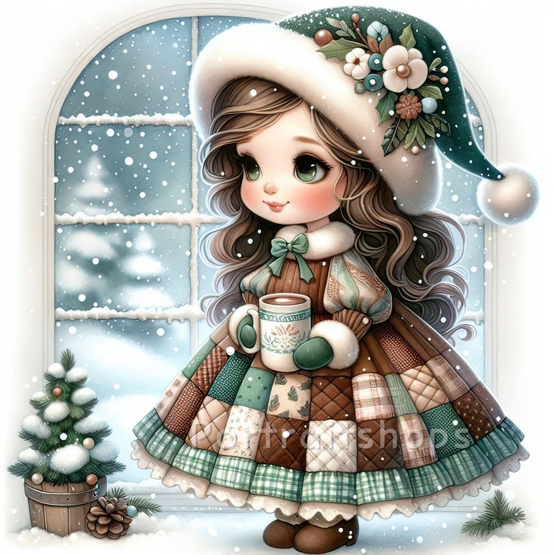 Watercolor Christmas Gnomes Clipart: Holiday JPG Graphics (commercial ...