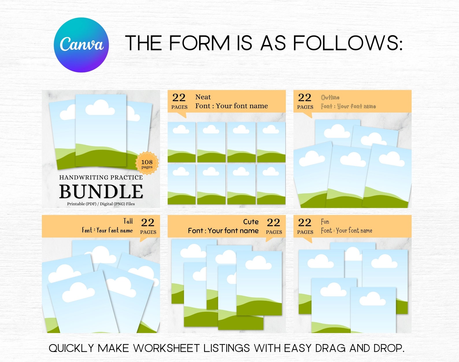 Worksheet Template, Etsy Listing Template, Worksheet Mockup, Worksheet ...