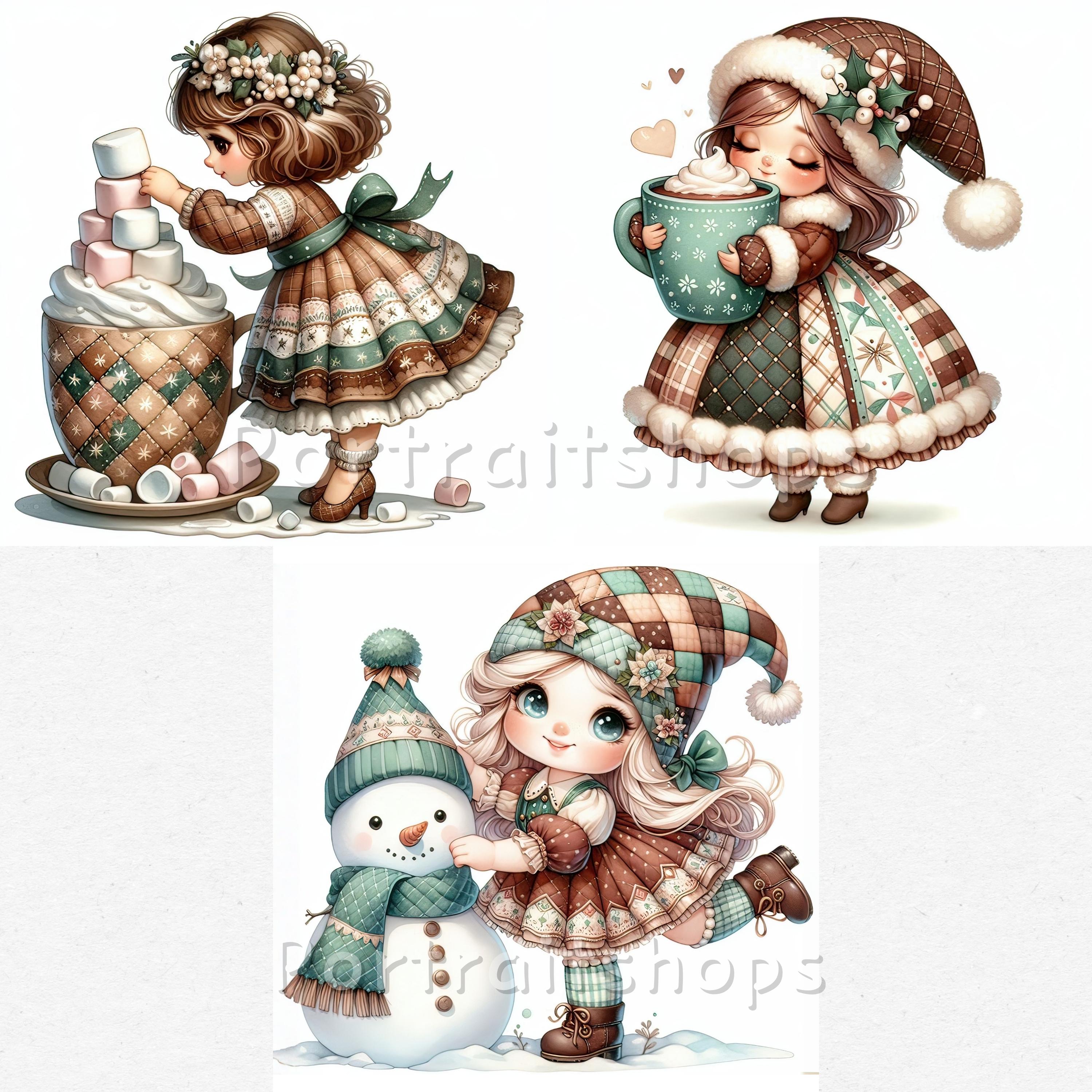 Watercolor Christmas Gnomes Clipart: Holiday JPG Graphics (commercial ...