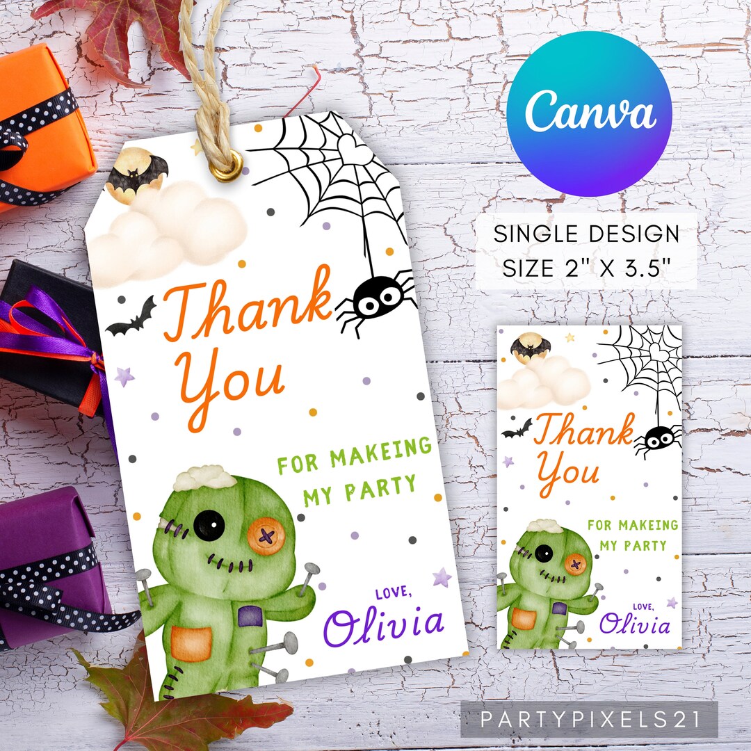 EDITABLE Halloween Gift Tag, Trick or Treat Favor Tag, Halloween Class ...
