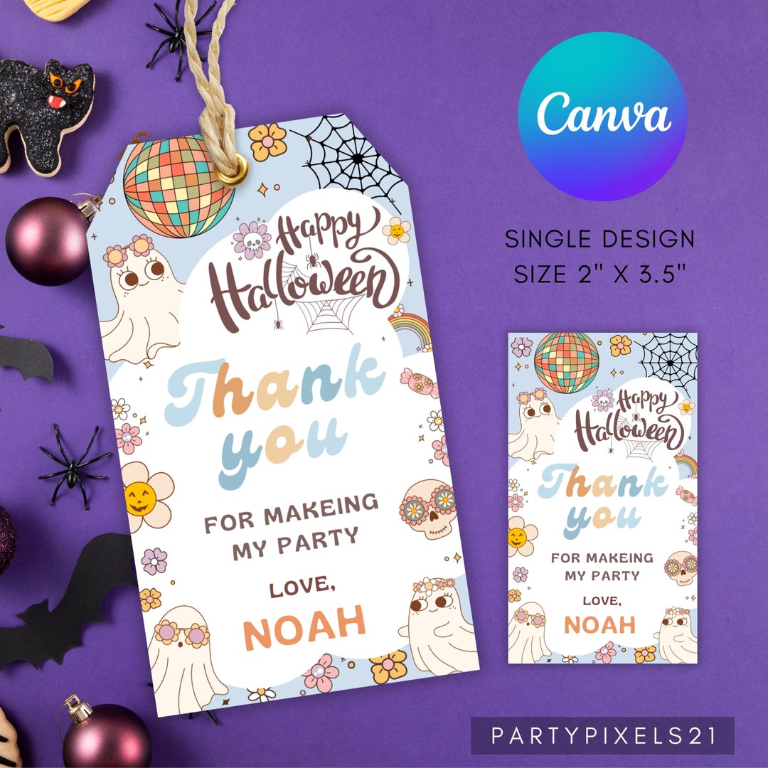 EDITABLE Halloween Gift Tag, Halloween Favor Tag, Trick or Treat Favor ...