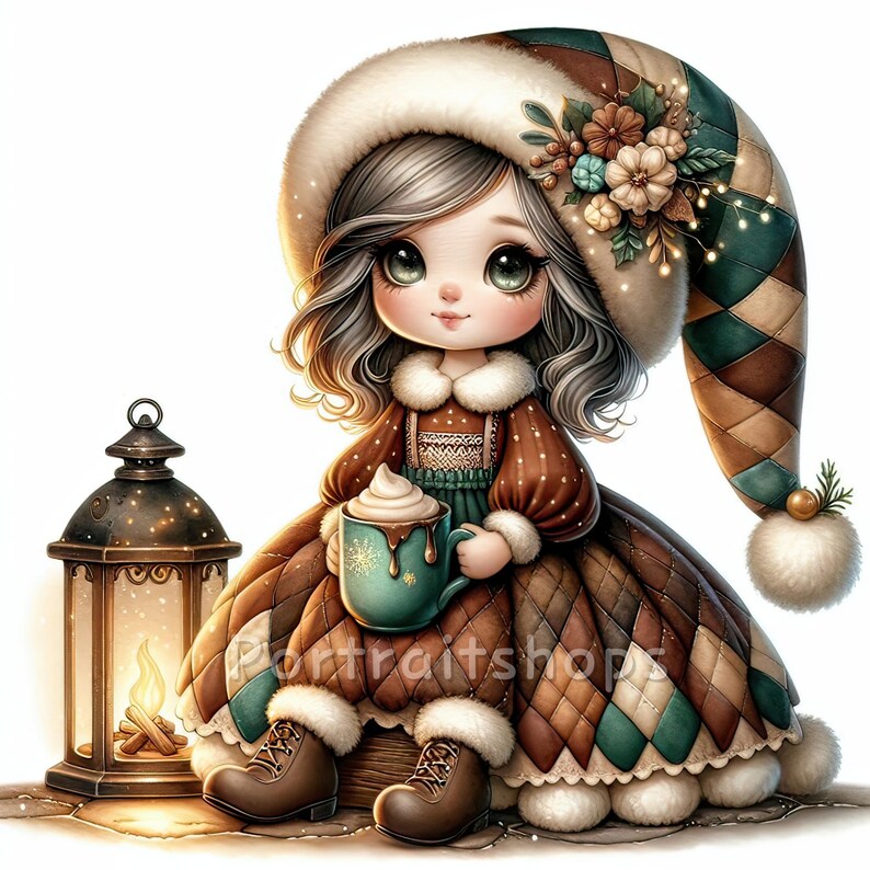 Watercolor Christmas Gnomes Clipart: Holiday JPG Graphics (commercial ...