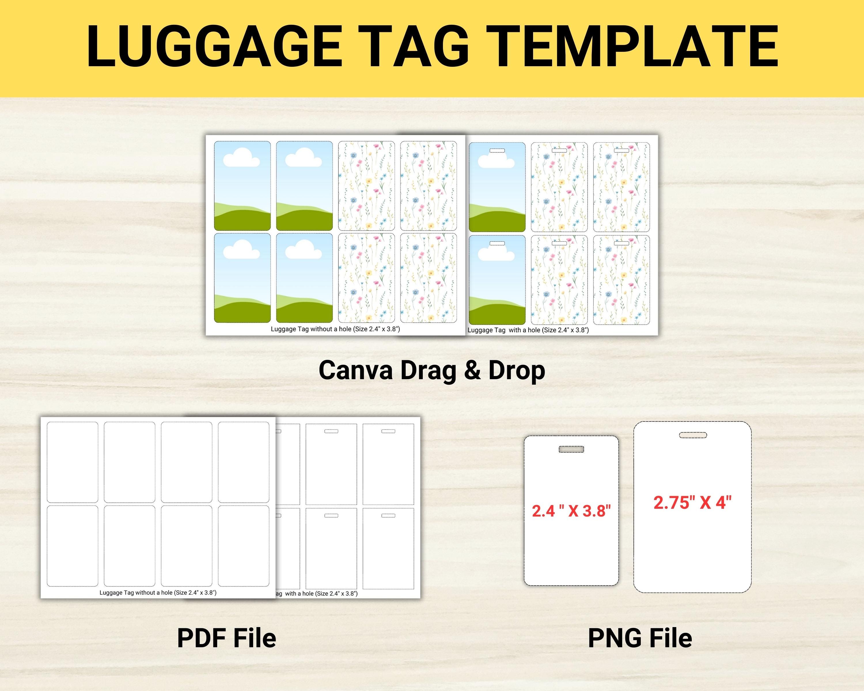 Personalized Luggage Tag Template: Canva Editable (PDF & PNG) - Etsy