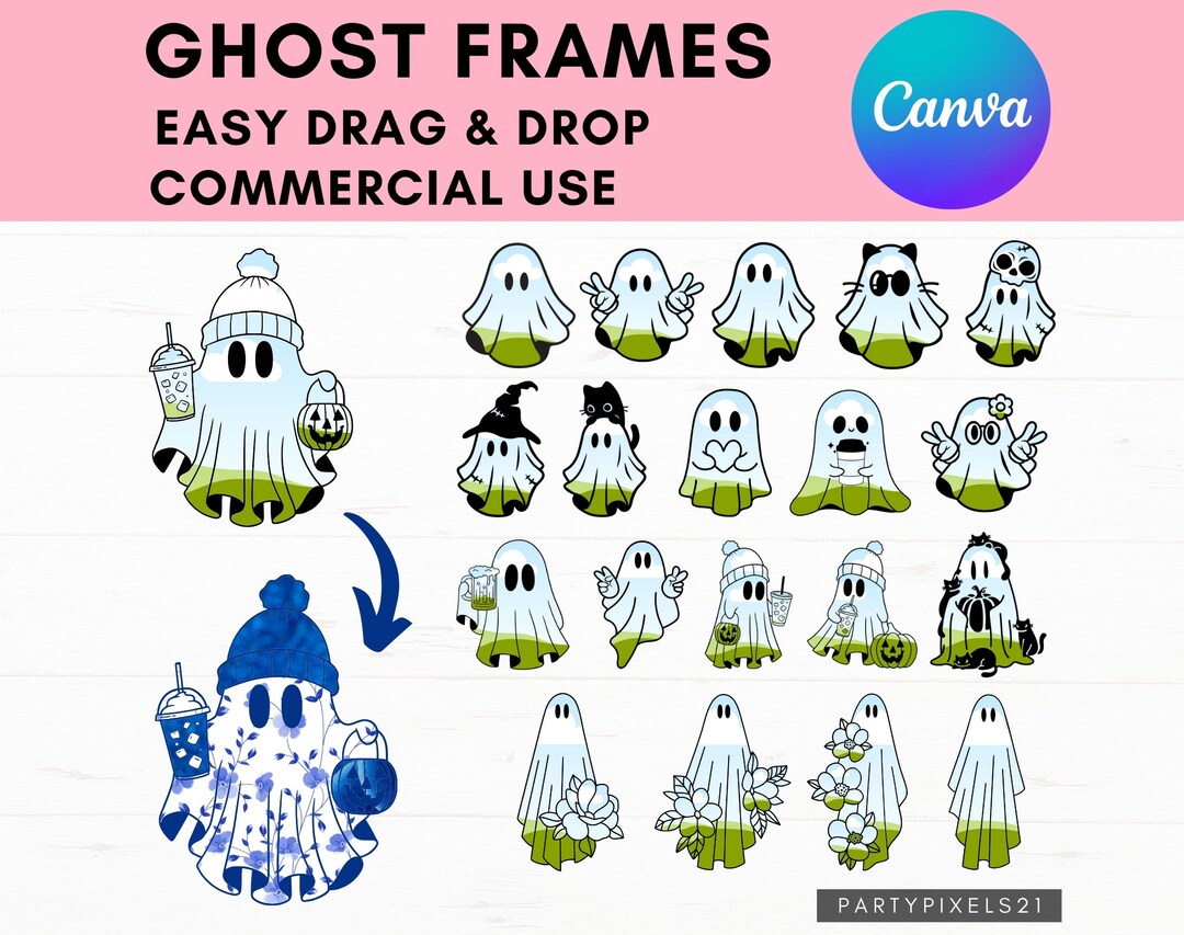 Ghost Frames, Canva Frames, Ghost Canva Frames, Spooky Ghost, Halloween ...