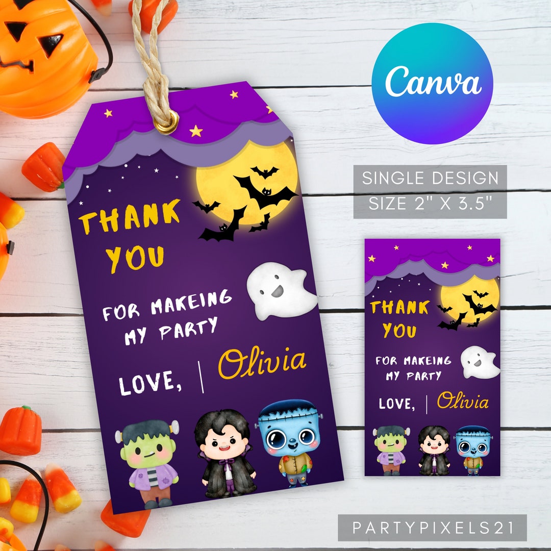EDITABLE Halloween Gift Tag, Halloween Treat Tags, Trick or Treat Favor ...