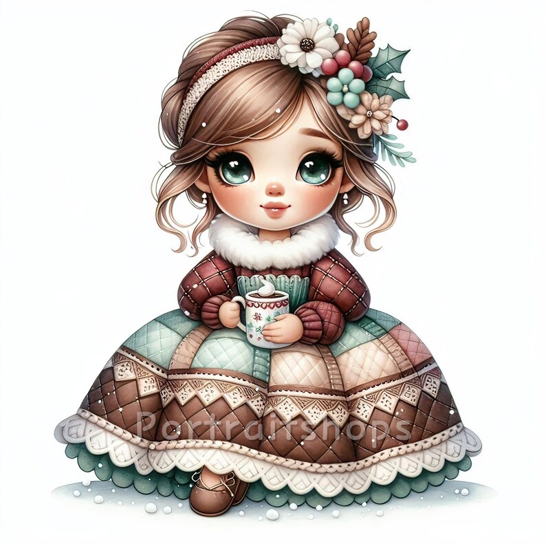 Watercolor Christmas Gnomes Clipart: Holiday JPG Graphics (commercial ...