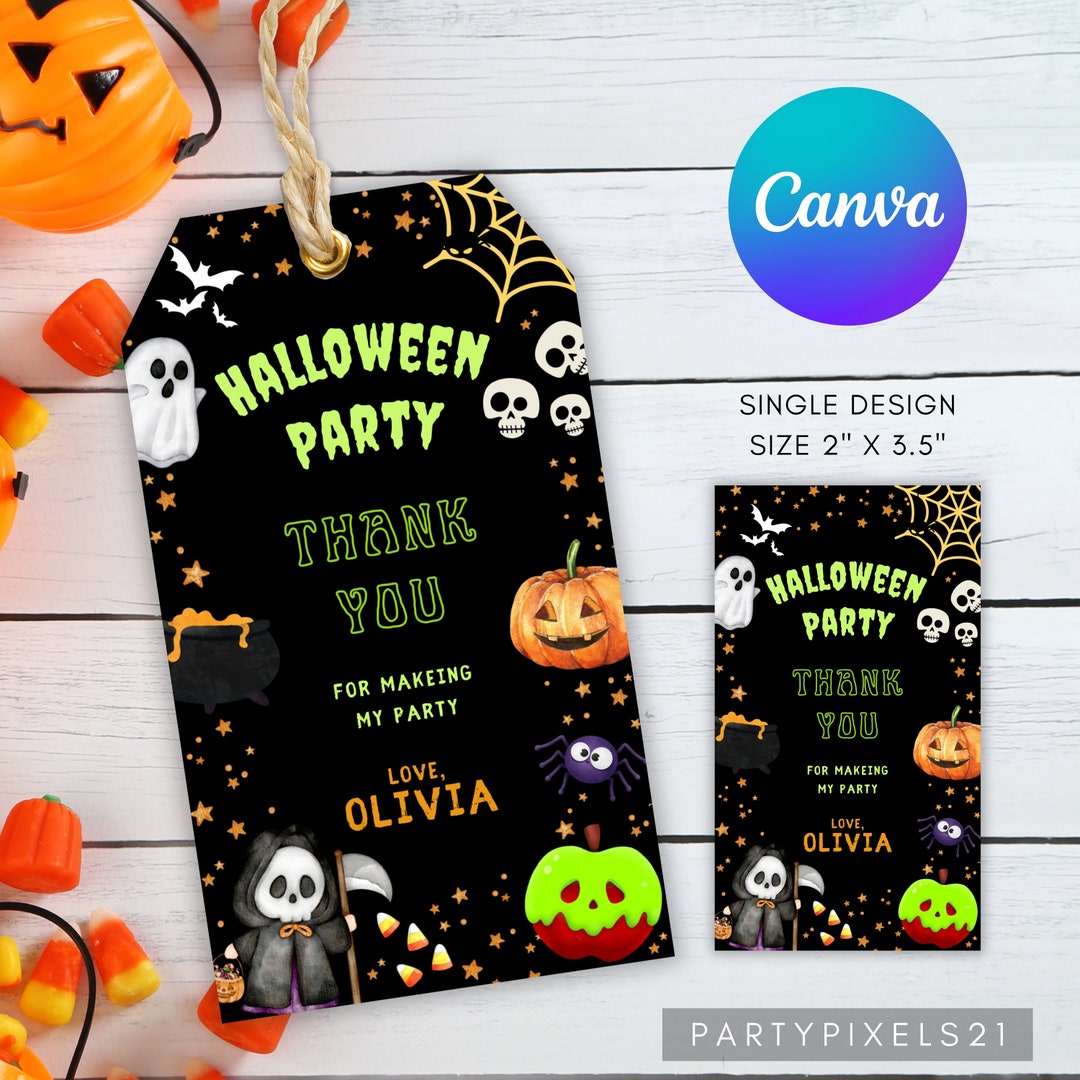EDITABLE Halloween Gift Tag, Halloween Treat Tags, Trick or Treat Favor ...