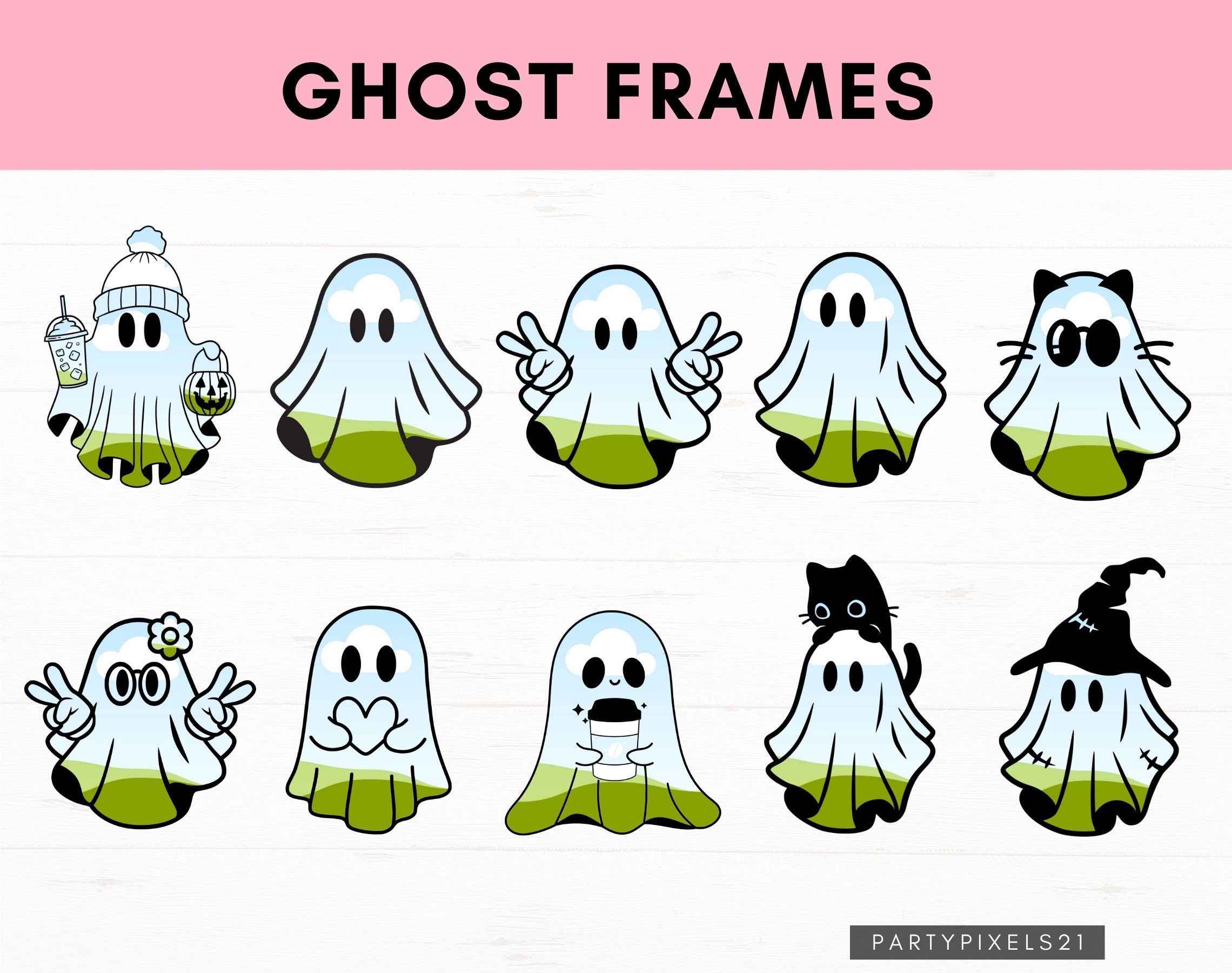 Ghost Frames, Canva Frames, Ghost Canva Frames, Spooky Ghost, Halloween Clipart, Ghost PNG Files ...