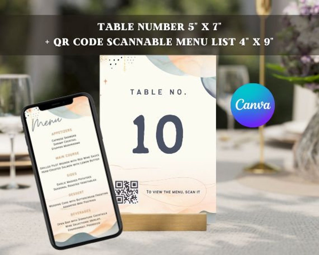 Table Number Set QR Code Menu Template Bohemian Charm Editable ...