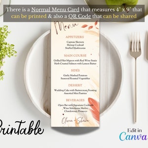Table Numbers Set QR Code Menu Template Ethereal Beigerose Feather ...