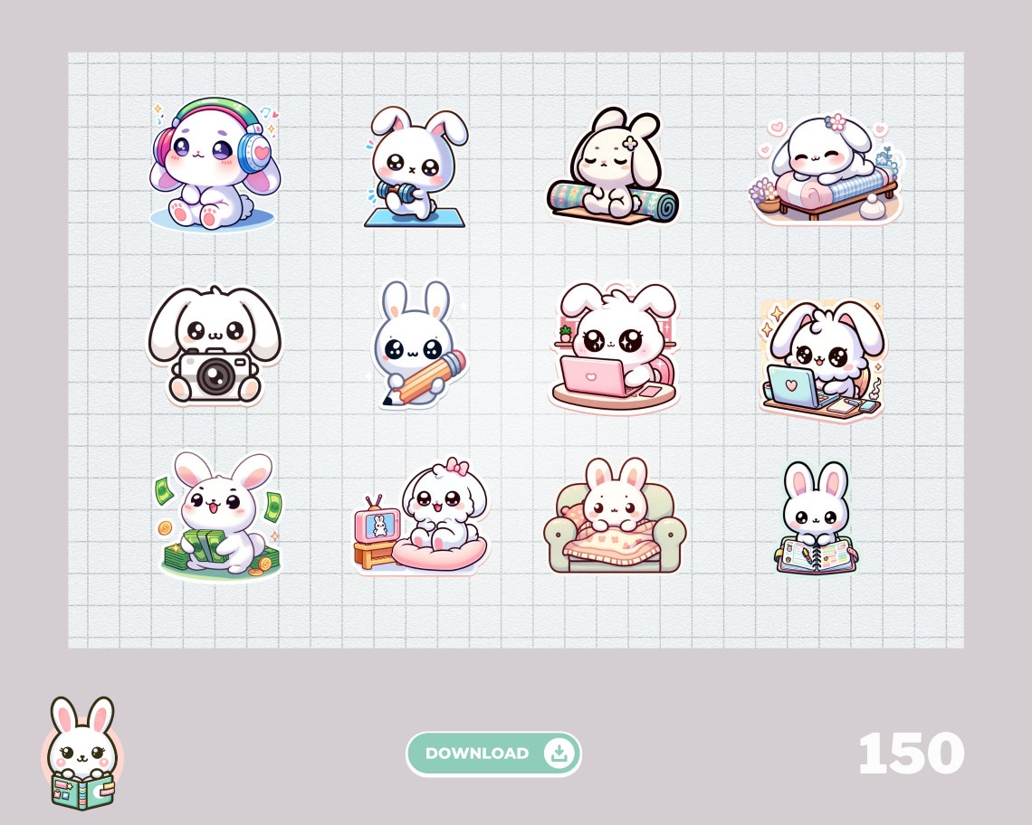 Digital Stickers Daily Routine Stickers Cute Kawaii Planner Stickers ...