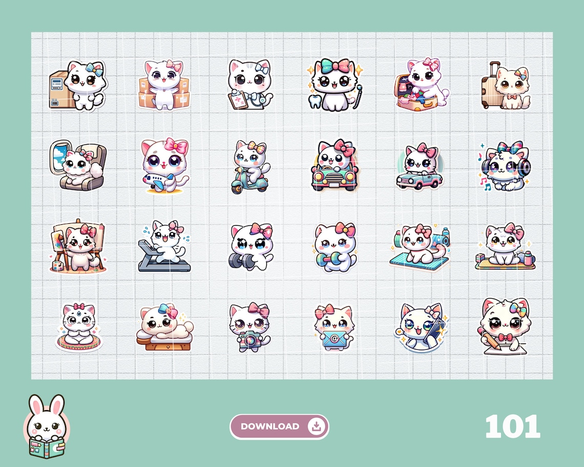 Digital Stickers | Daily Routine Stickers | Cute Kawaii Planner ...