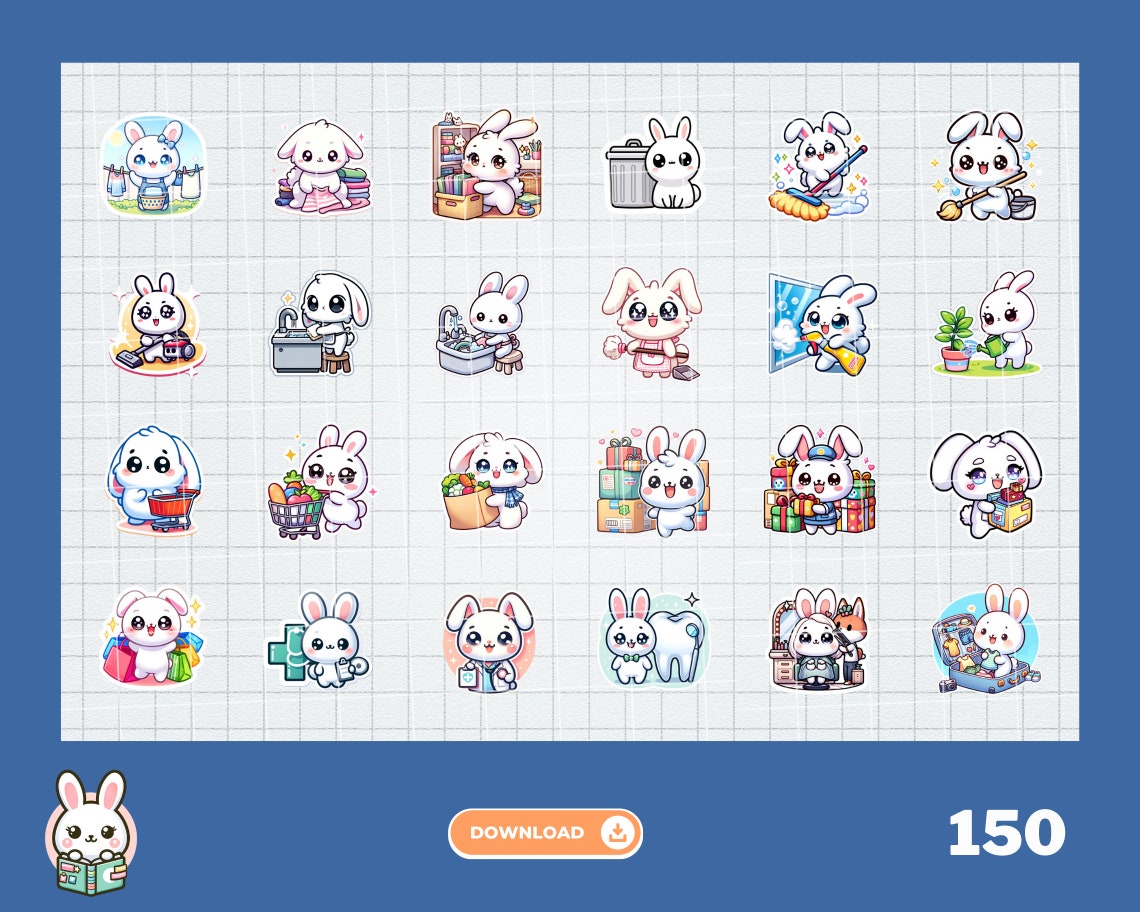 Digital Stickers | Daily Routine Stickers | Cute Kawaii Planner ...