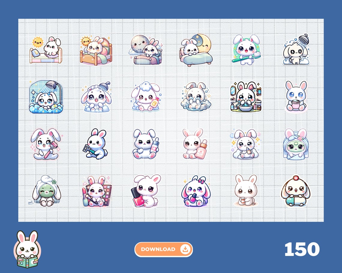 Digital Stickers | Daily Routine Stickers | Cute Kawaii Planner ...