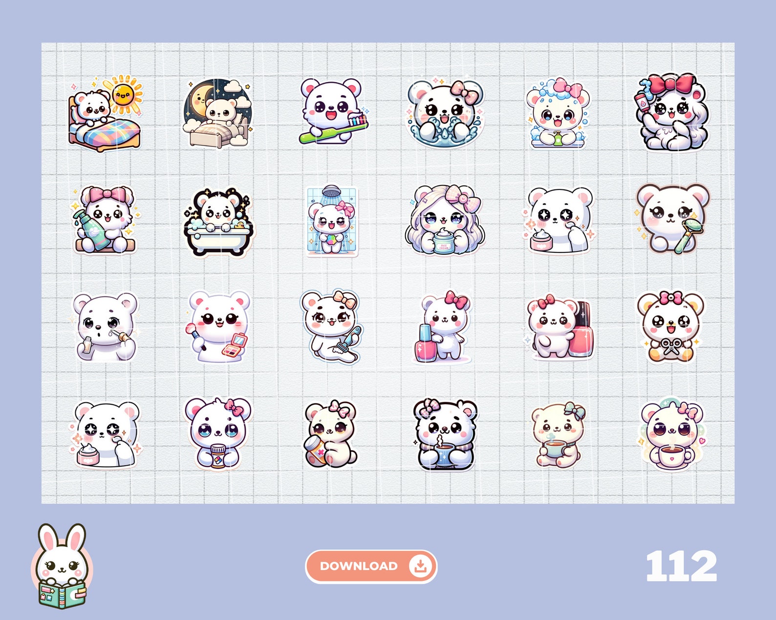 Digital Stickers | Daily Routine Stickers | Cute Kawaii Planner ...