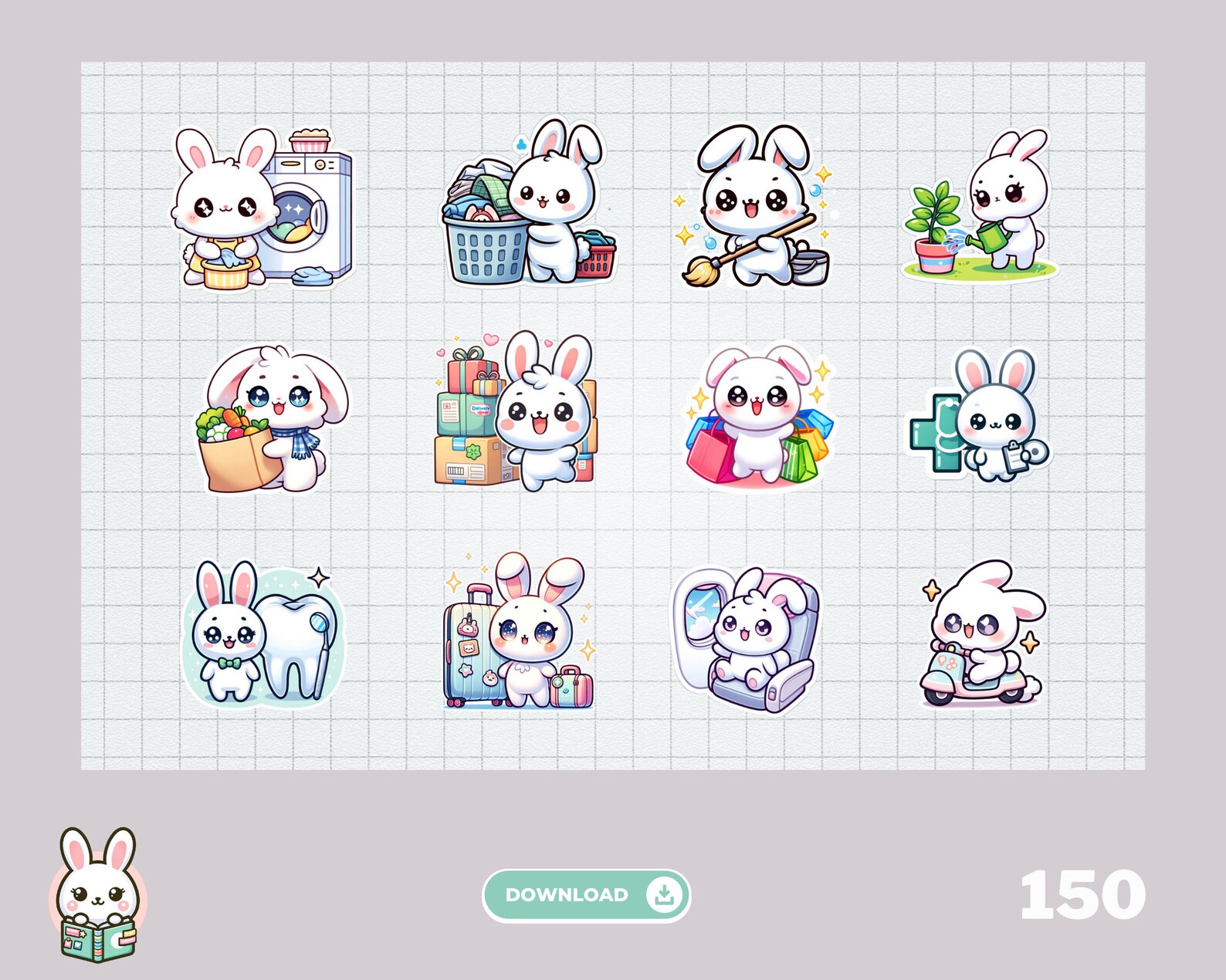 Digital Stickers Daily Routine Stickers Cute Kawaii Planner Stickers ...