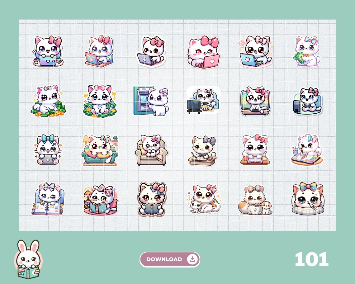 Digital Stickers Daily Routine Stickers Cute Kawaii Planner Stickers ...