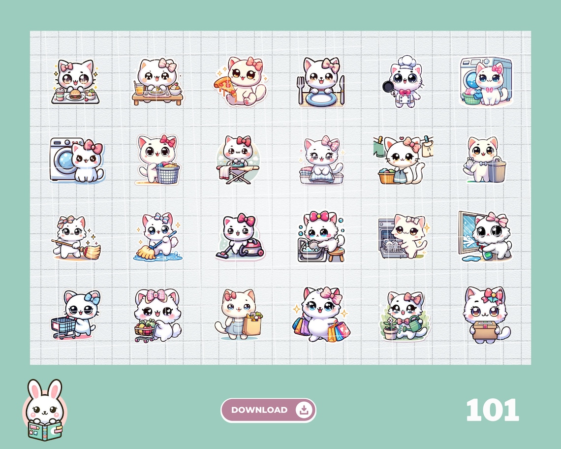 Digital Stickers Daily Routine Stickers Cute Kawaii Planner Stickers ...