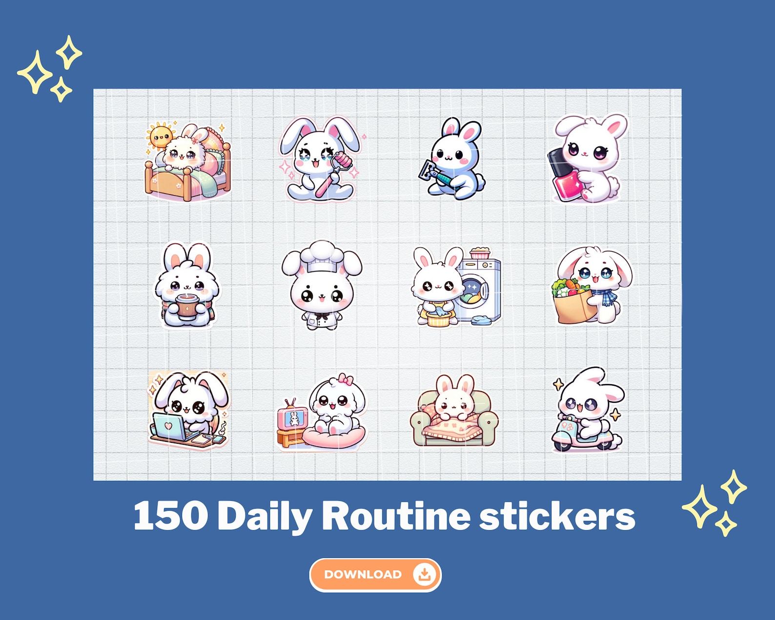 Digital Stickers | Daily Routine Stickers | Cute Kawaii Planner ...