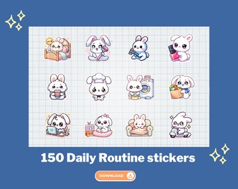Digital Stickers Daily Routine Stickers Cute Kawaii Planner Stickers ...