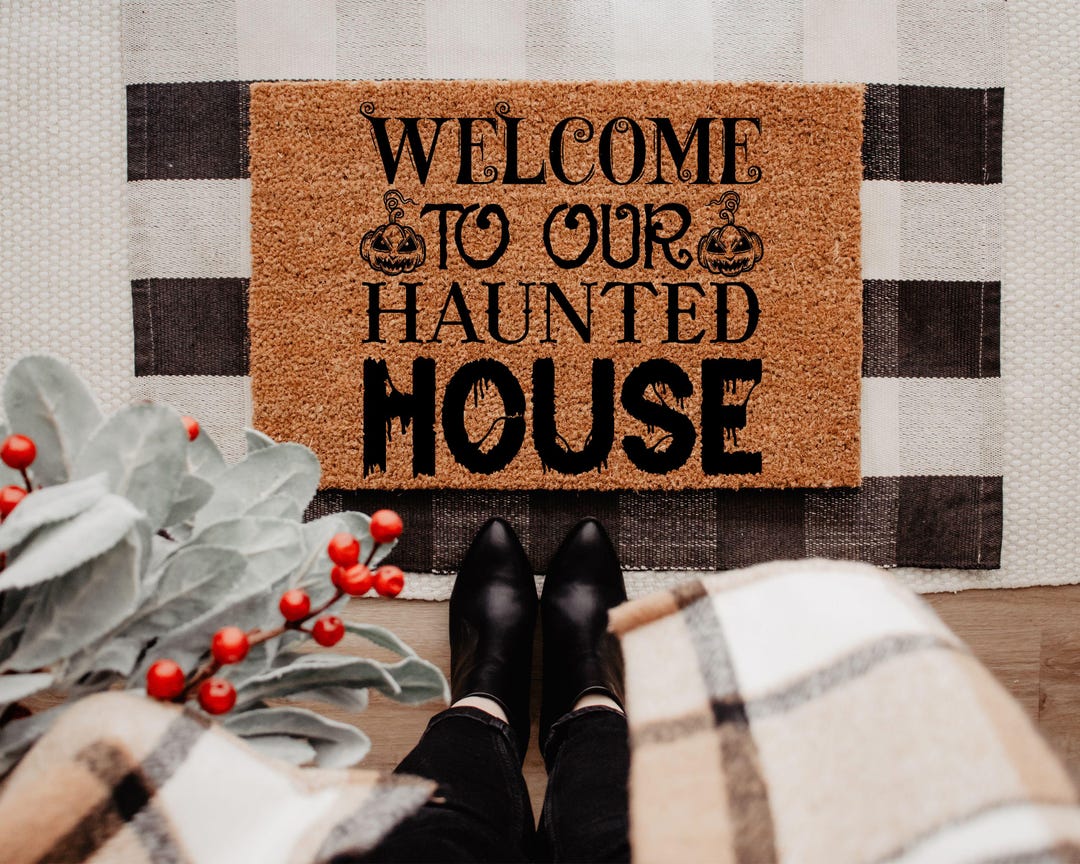 Welcome to Our Haunted House Doormat – Spooky Halloween Entry Mat ...