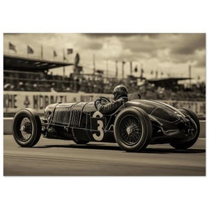 Vintage Black and White Race Car Photography Classic Racing Print Retro ...