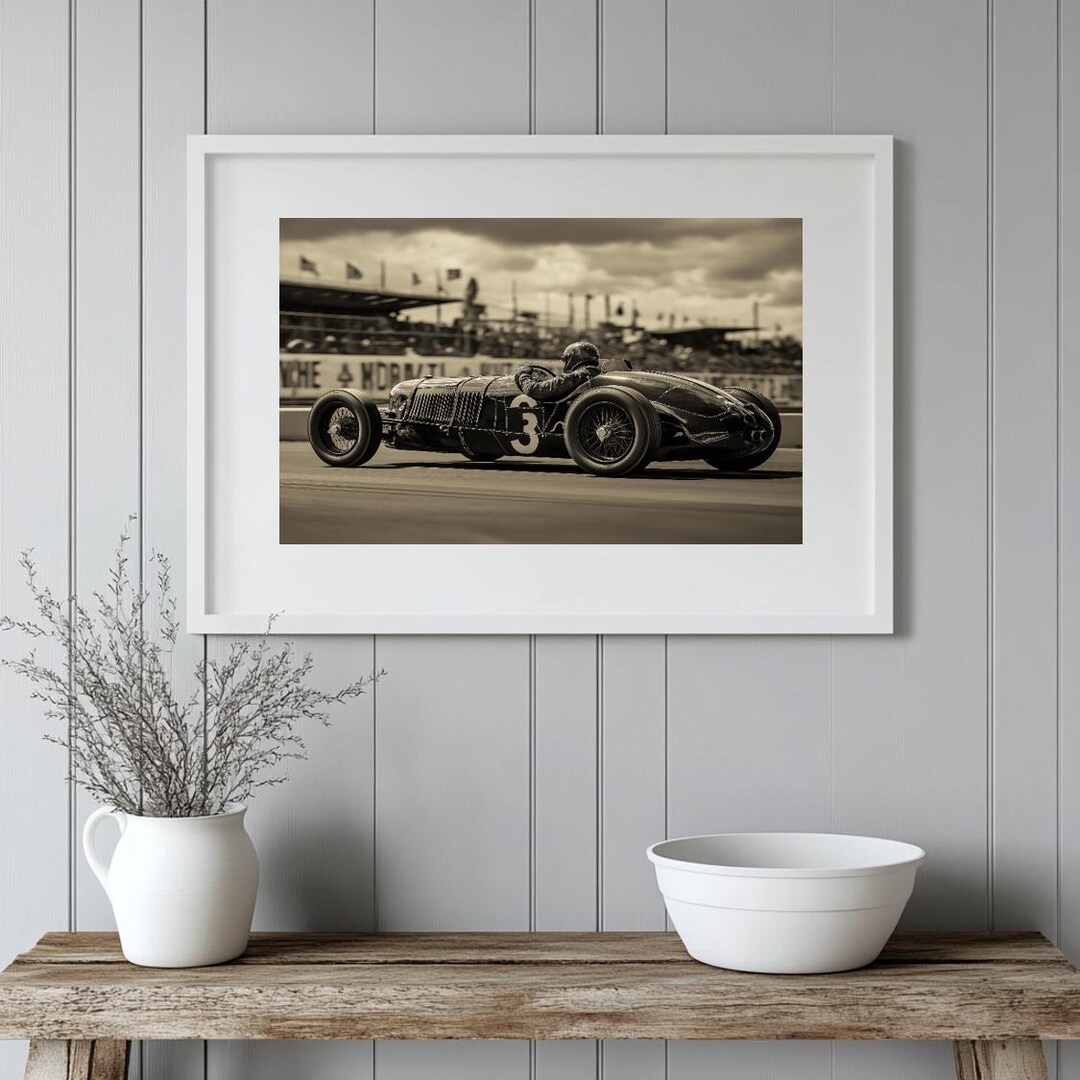 Vintage Black and White Race Car Photography – Classic Racing Print ...