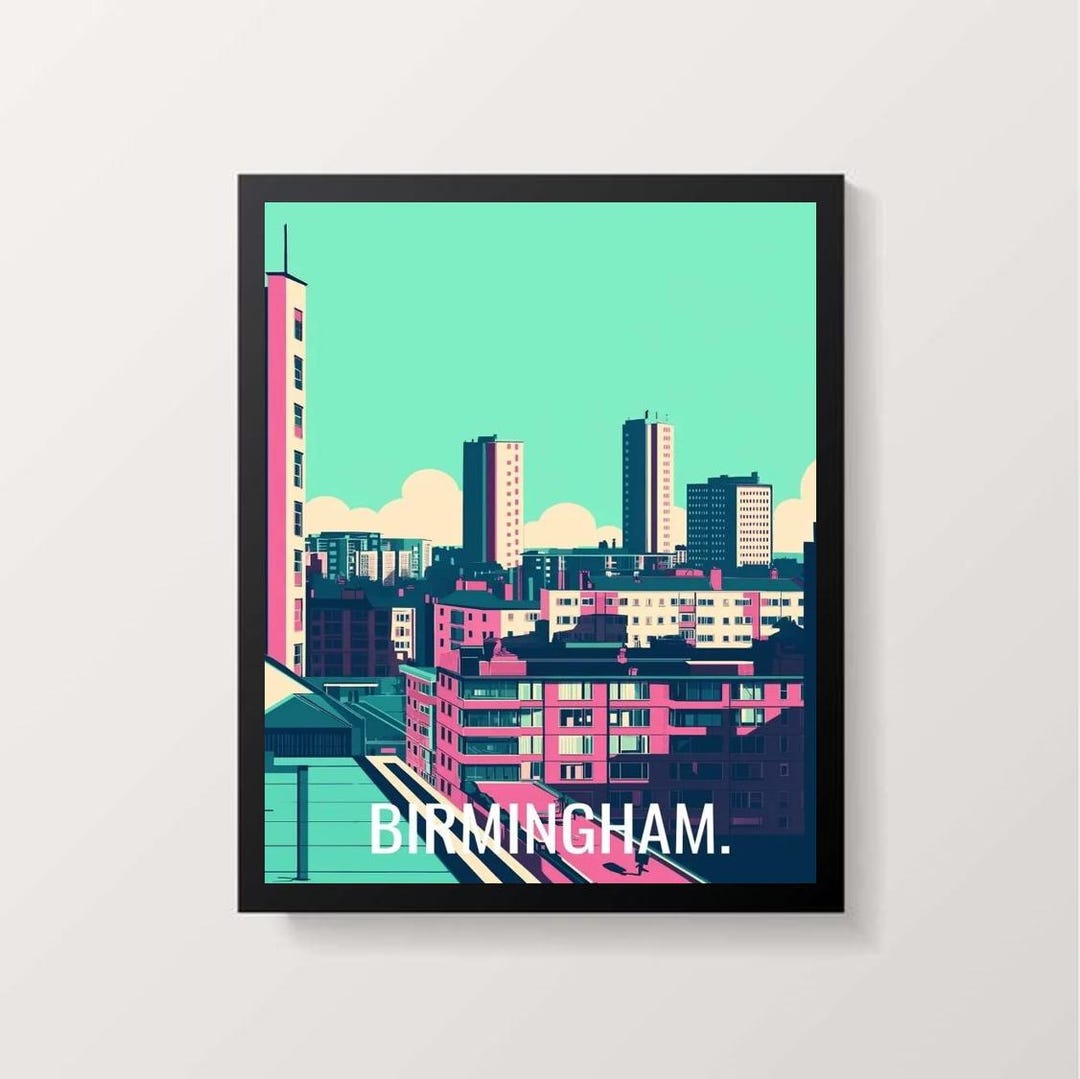 Birmingham City Print Birmingham Travel Poster England Print Birmingham ...