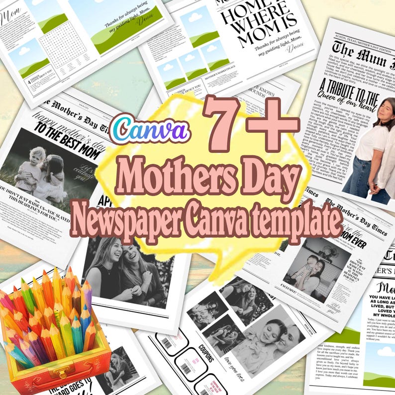 Editable Mothers Day Newspaper Template - Canva DIY Gift for Mom ...