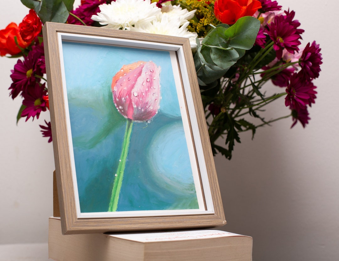 Pink Tulip Close up Fully Detailed Drawing Hand Drawing Oil Pastel ...