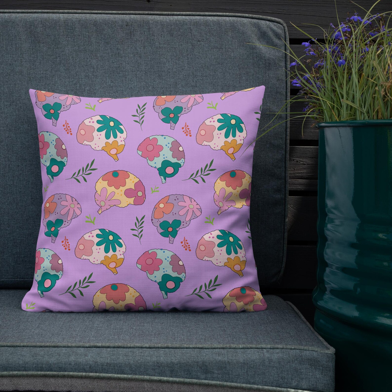 Lavender Premium Brain-themed Pillow - Etsy
