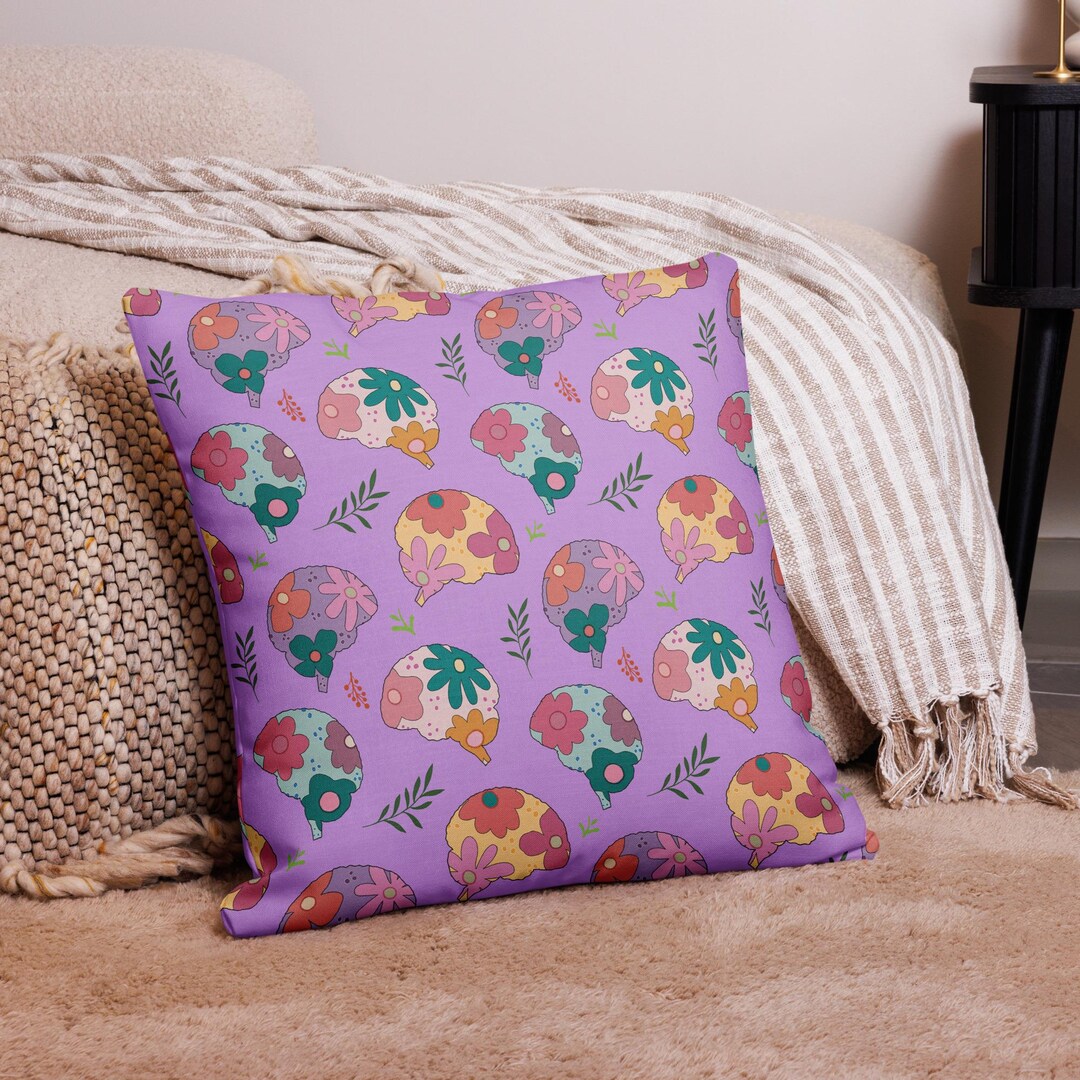 Lavender Premium Brain-themed Pillow - Etsy