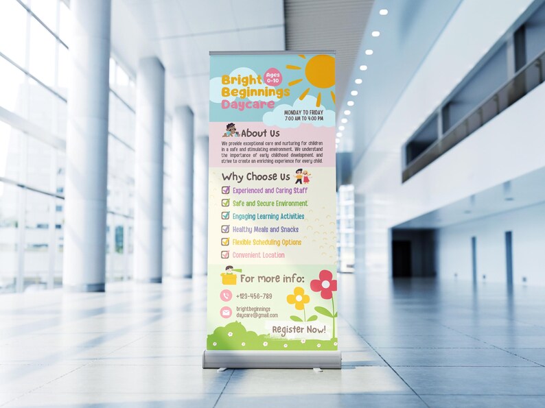 Modern Daycare Retractable Enrollment Banner Canva Templates: Set of 4 ...