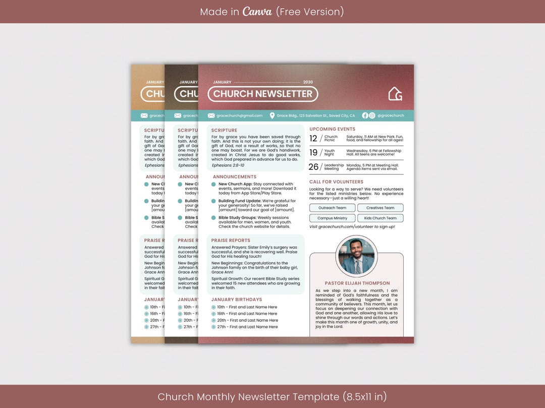 Gradient Modern Church Monthly Newsletter Canva Template, Aesthetic ...