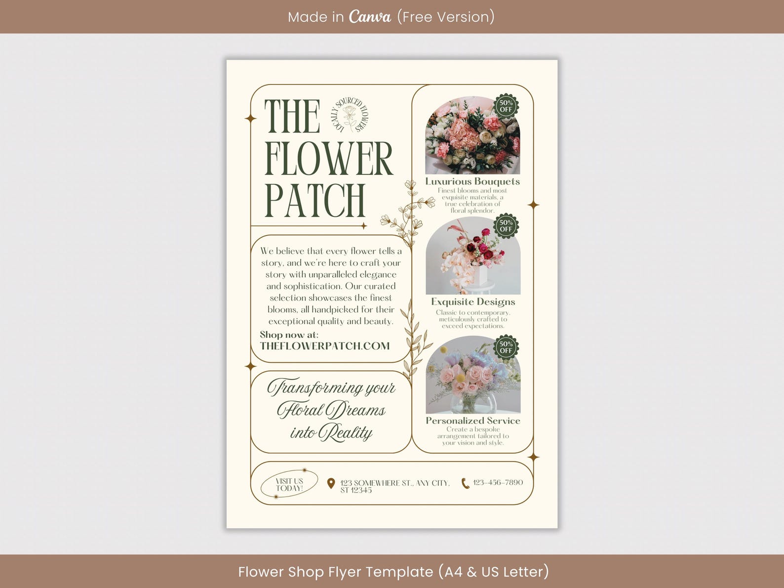 Flower Shop Flyer Template: Modern Floral Studio Marketing (digital ...