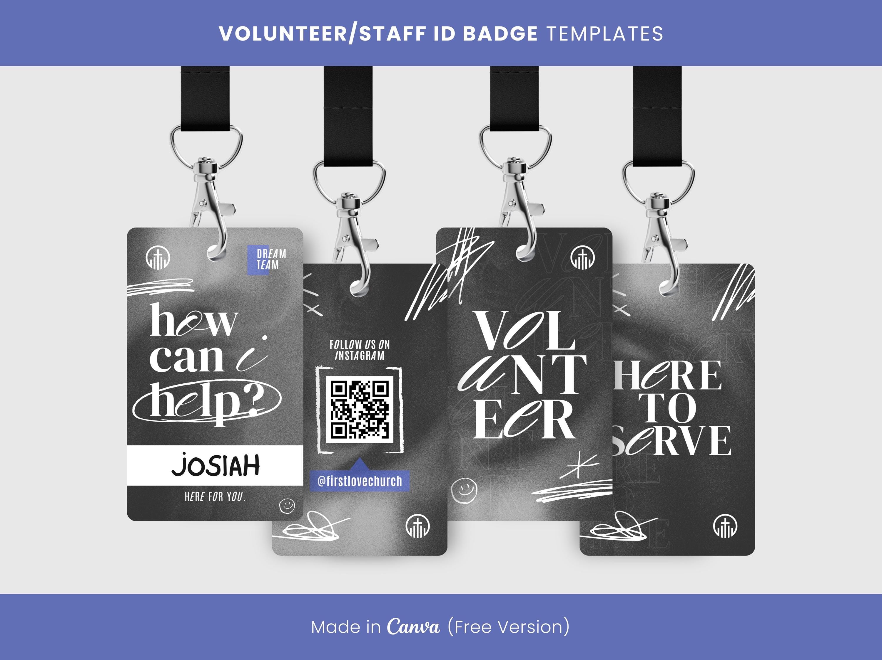 Modern Church ID Badges Canva Template: Youth Volunteer Name Tags ...