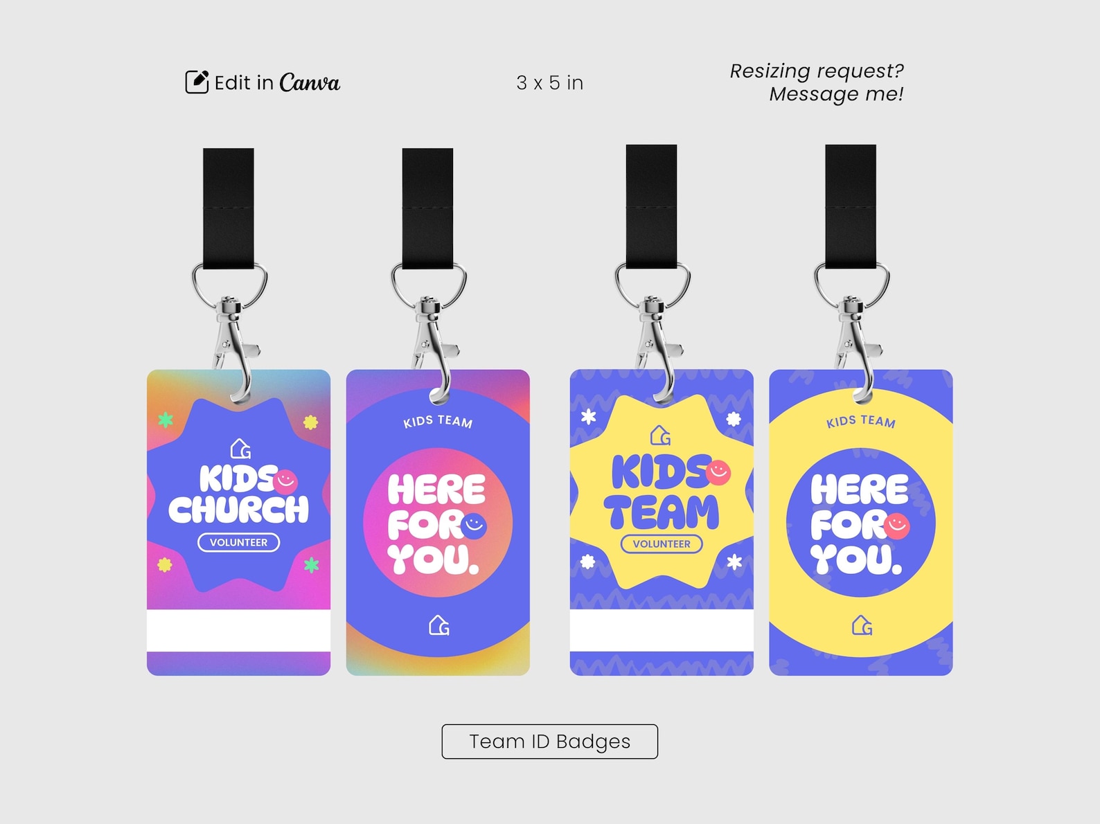 Kids Church ID Badge Templates: Modern Volunteer Name Tag (canva ...