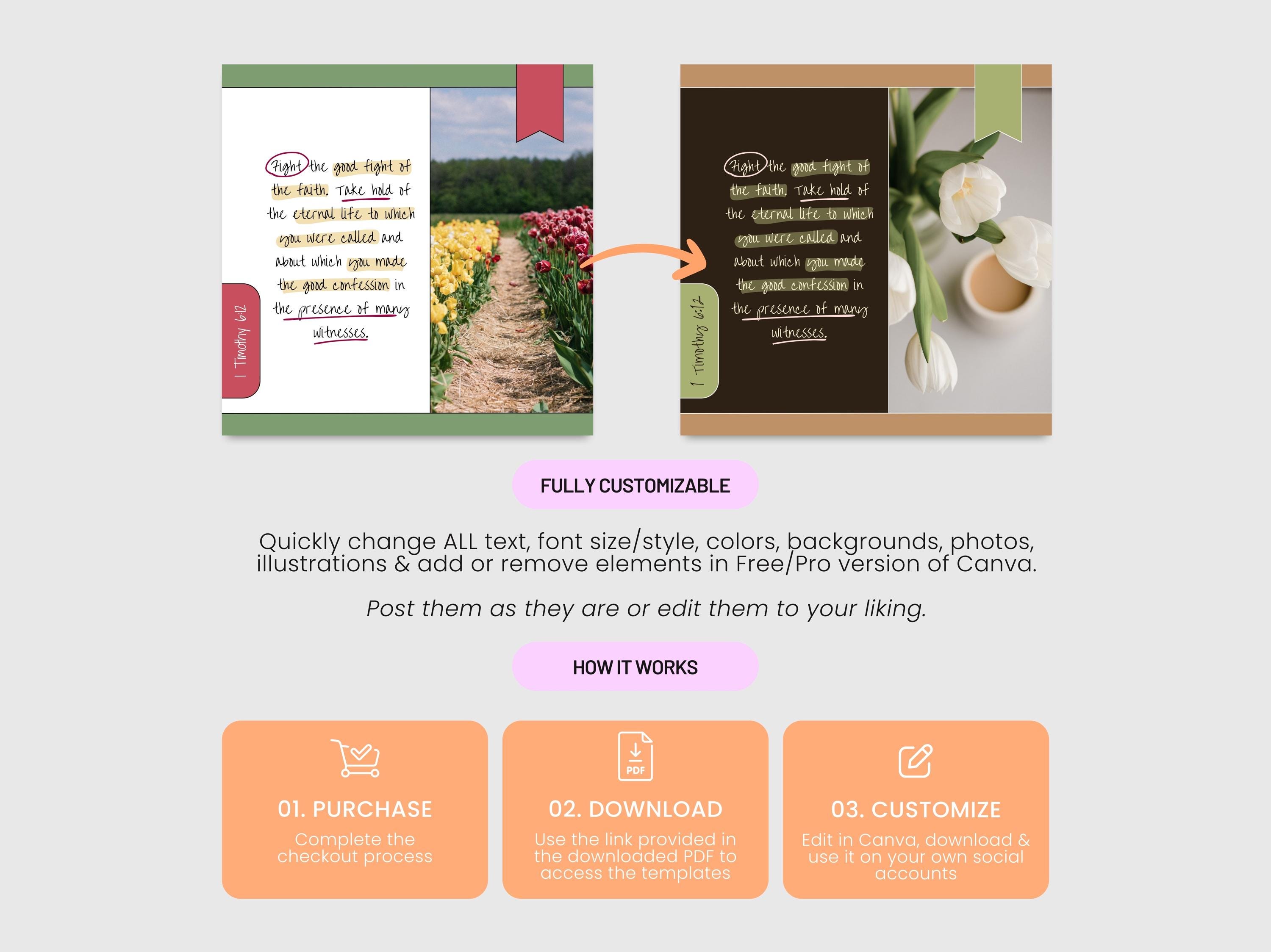 25 Journal Style Bible Verse Social Media Templates, Encouraging ...