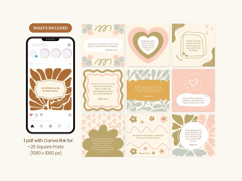 Boho Bible Verse Social Media Templates: Christian Instagram Posts ...