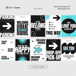10 Modern Church A-frame Sign Templates: Welcome Signs (canva Editable ...