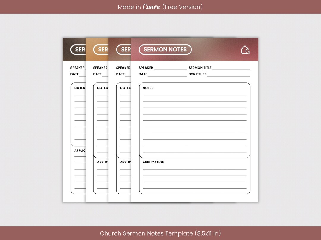 Gradient Modern Church Sermon Notes Canva Templates, Aesthetic New ...