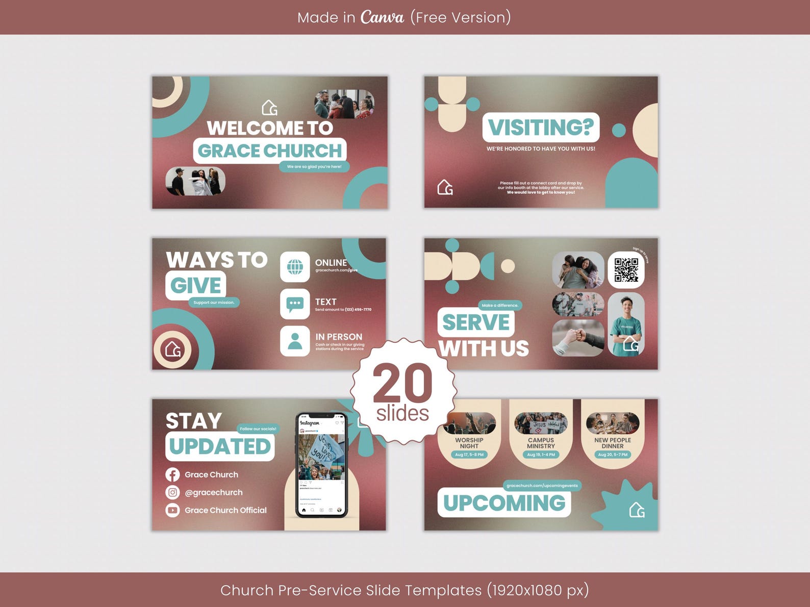 20 Gradient Modern Church Pre-service Slides Canva Templates, Aesthetic ...