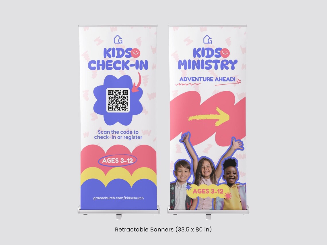 Modern Kids Church Retractable Banner Template, Kids Ministry Pop-up ...