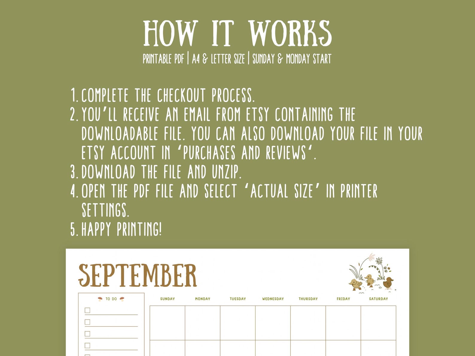 Undated Printable Cottagecore Monthly Calendar Planner Blank Landscape ...