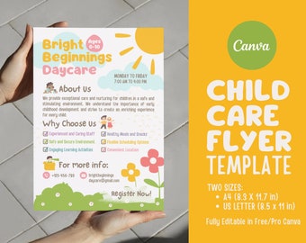 Editable Daycare Flyer Canva New Template Preschool/childcare Center ...